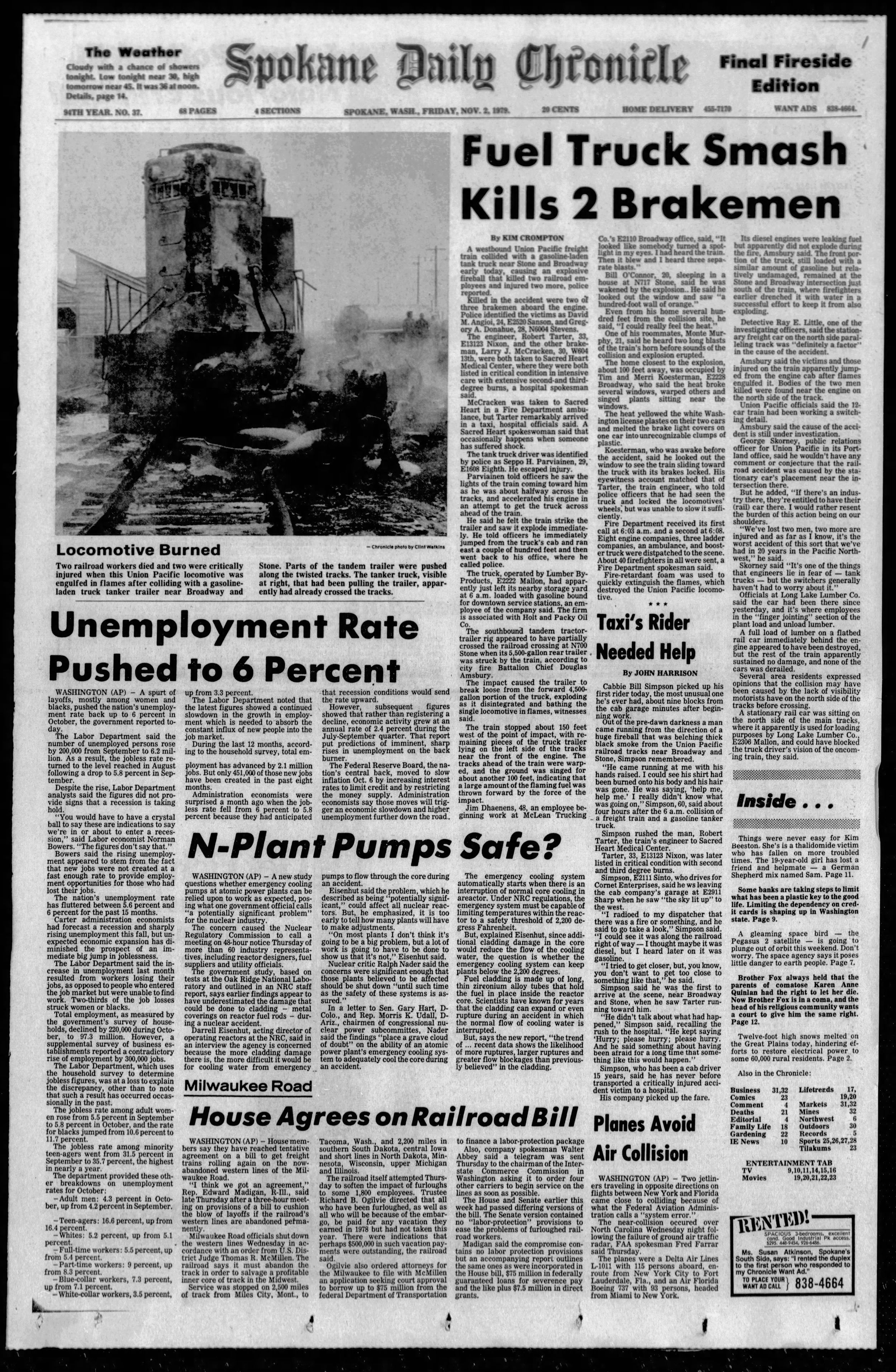 Historical Chronicle Front Page for Nov. 2, 2021 | The Spokesman-Review