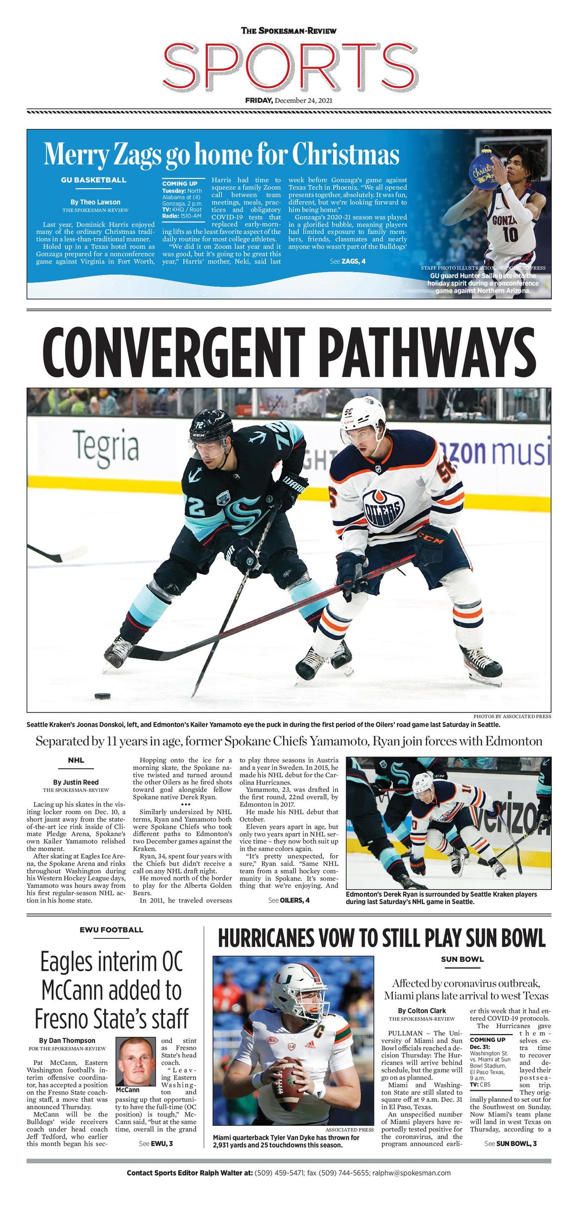 Sports Front Page for Dec. 24, 2021 | The Spokesman-Review