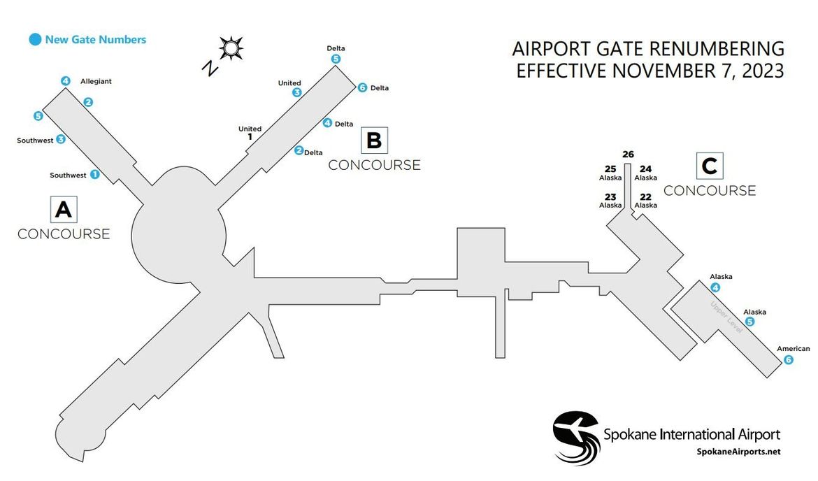 Spokane Airport to renumber passenger gates
