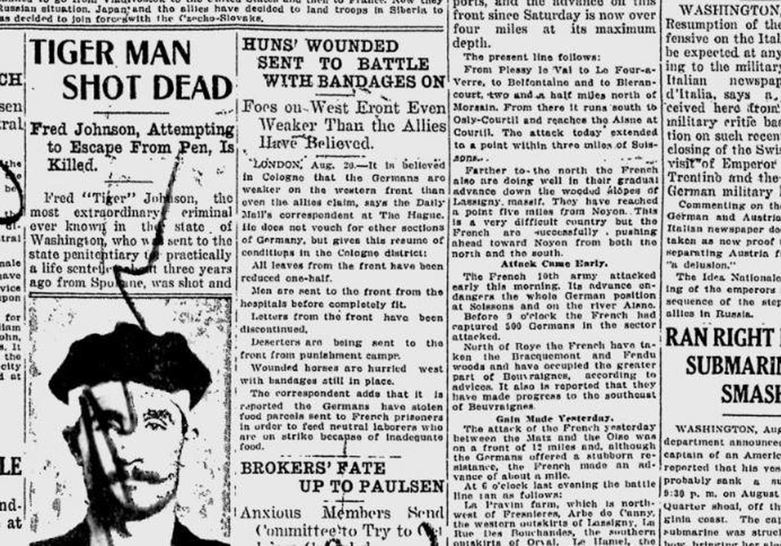 100 years ago in Spokane: ‘Tiger’ Johnson killed in escape attempt