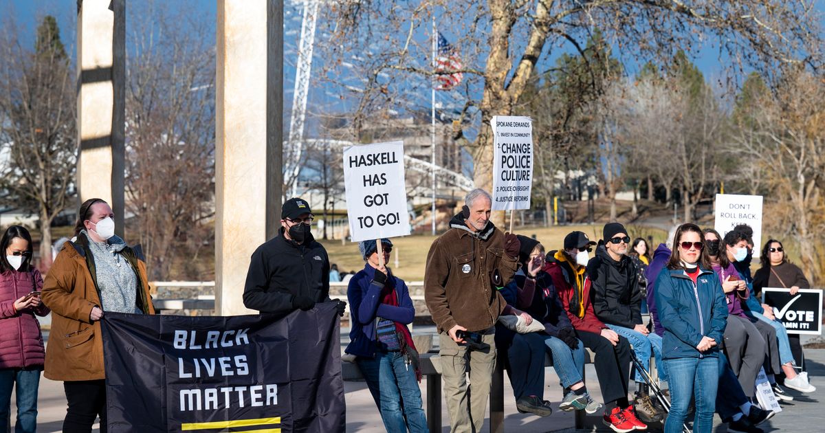 Police reform advocates gather in downtown Spokane to protest policing ...