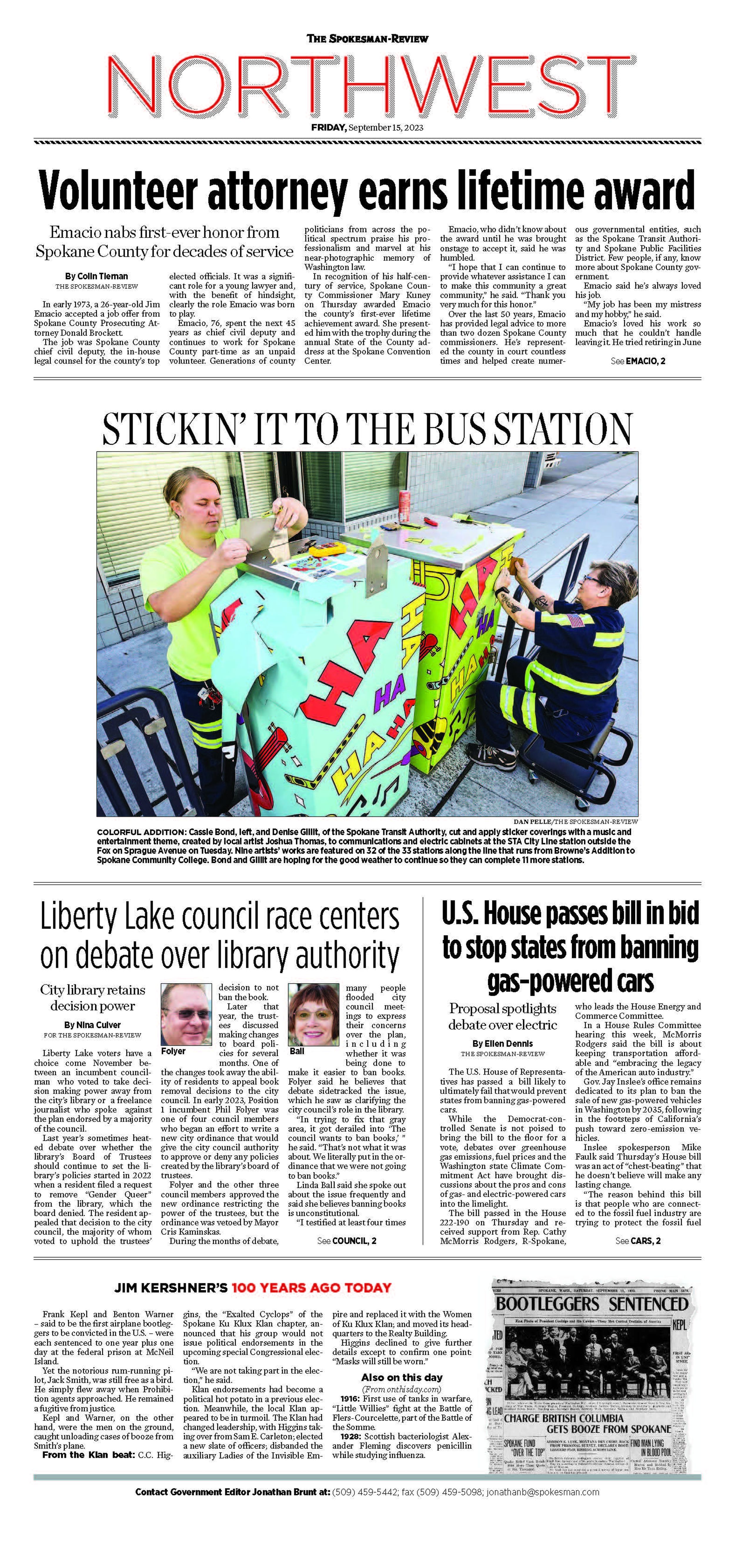 Northwest Front Page for Sept. 15, 2023 | The Spokesman-Review