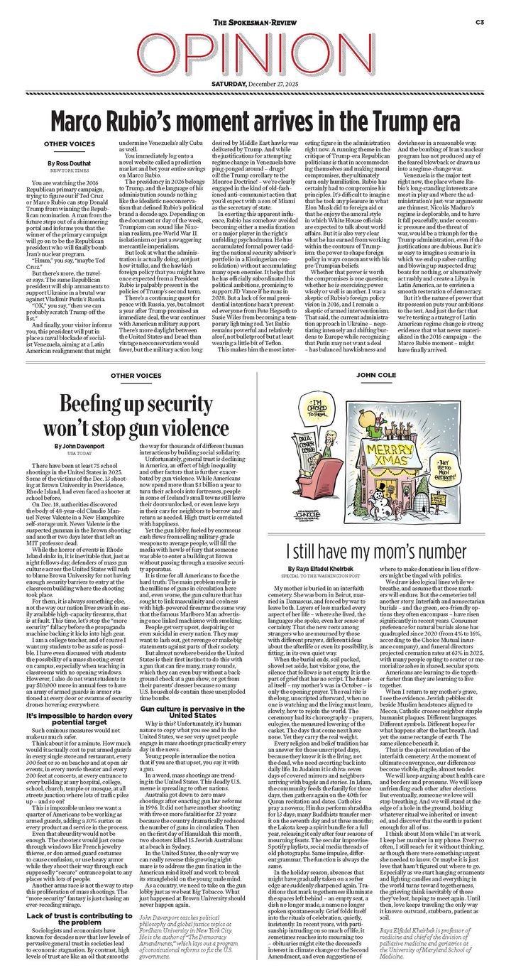 Opinion Front Page for Dec. 27, 2025 | The Spokesman-Review