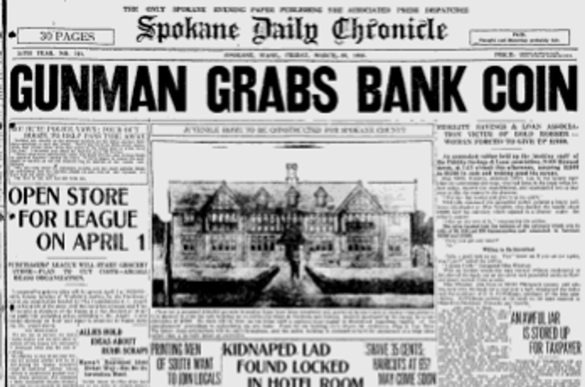 100 years ago in Spokane: Police seek bank robber; glee club handbills ...