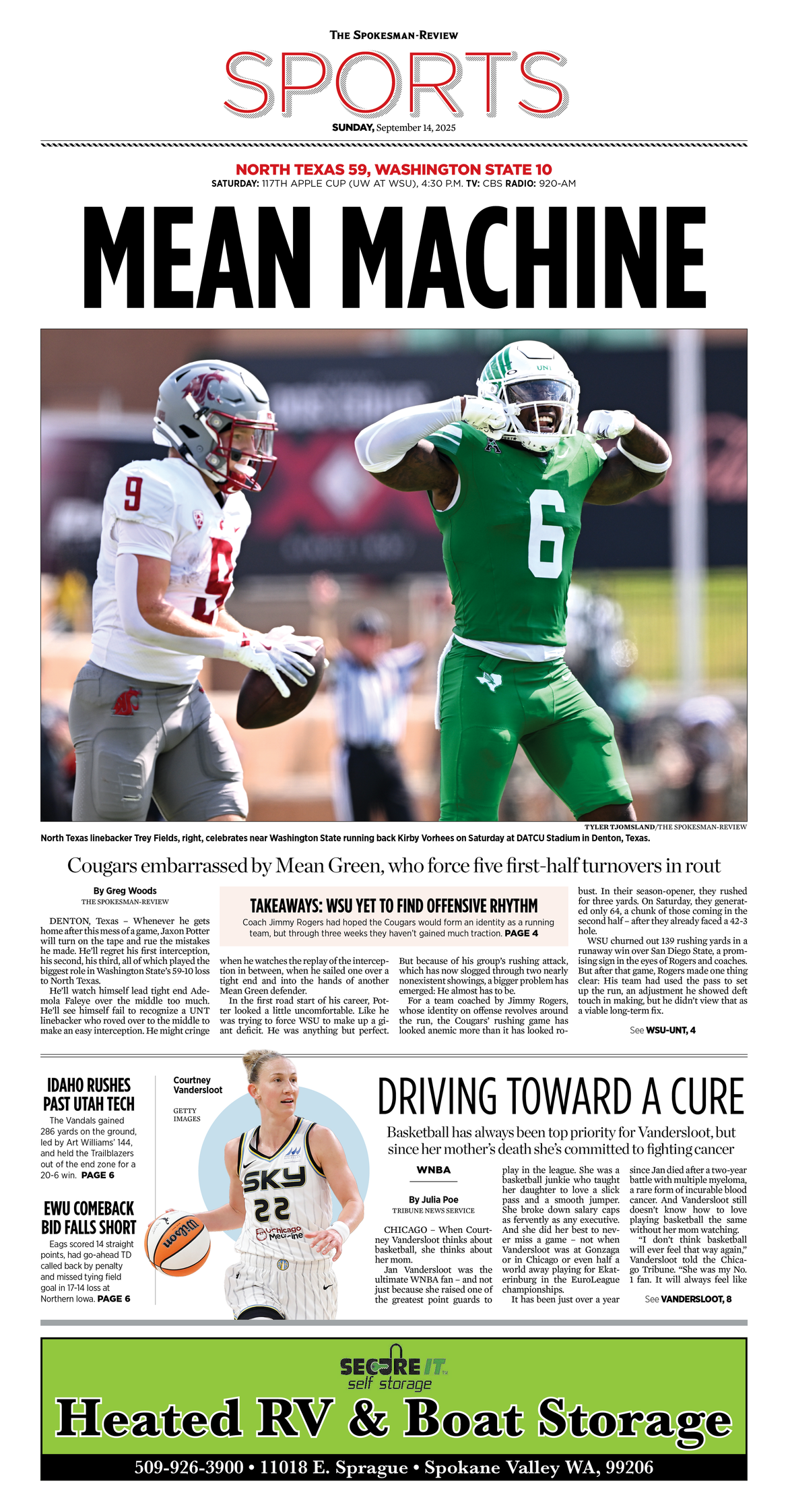 Sports Front Page for Sept. 14, 2025 | The Spokesman-Review