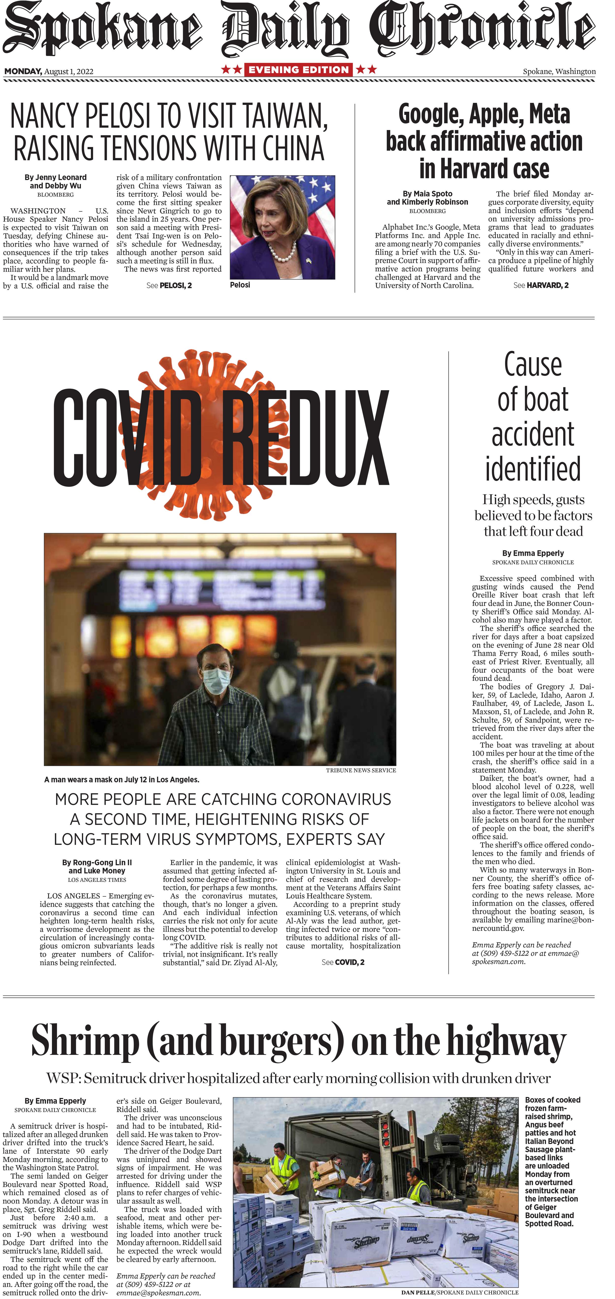 The Chronicle Front Page for Aug. 2, 2022 | The Spokesman-Review