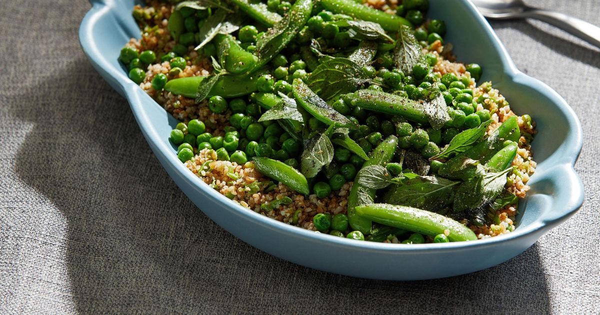 Here's a spring lover's grain dish: An aromatic pilaf topped with two ...
