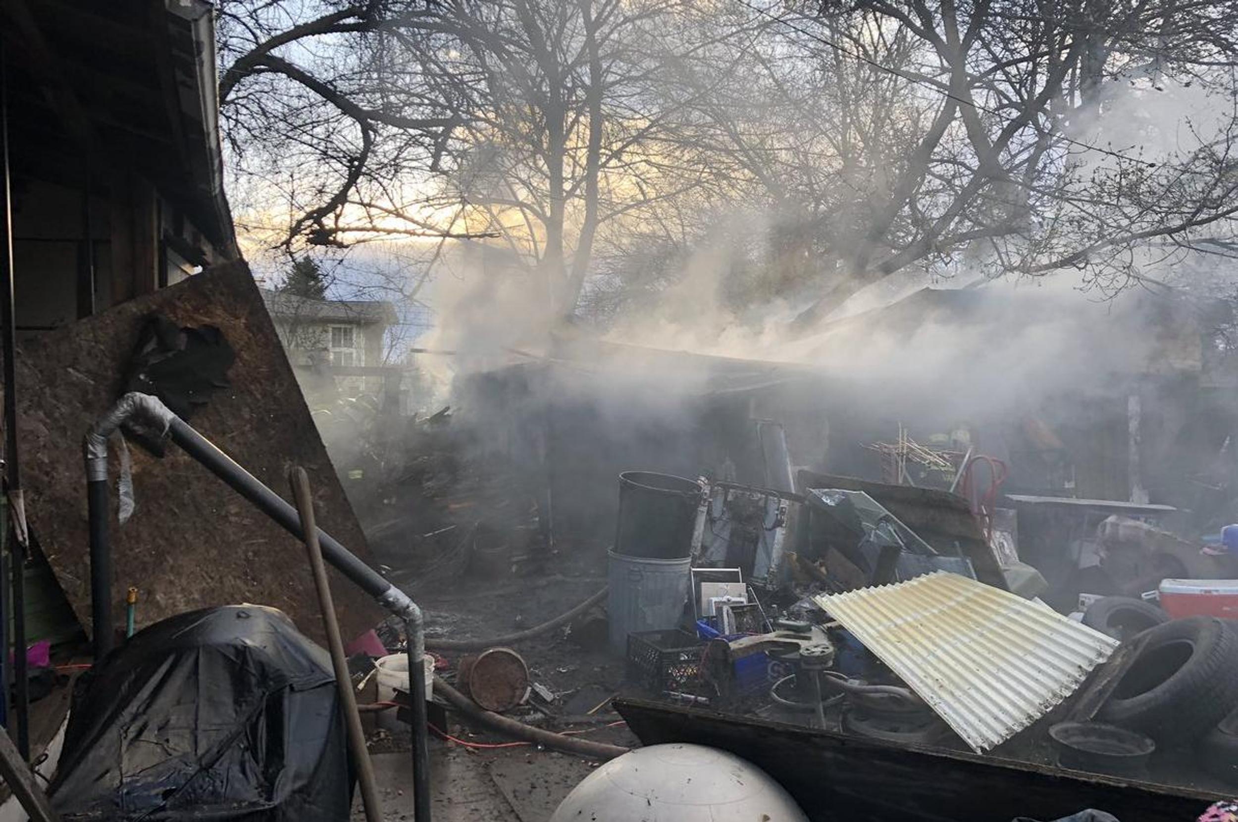 Backyard shed damaged in Friday night fire
