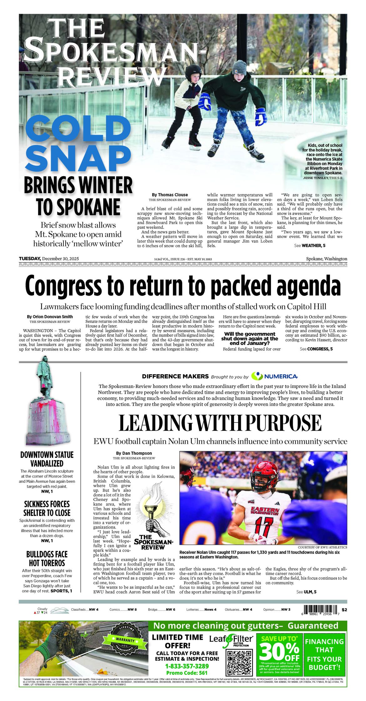 Front Page for Dec. 30, 2025 | The Spokesman-Review