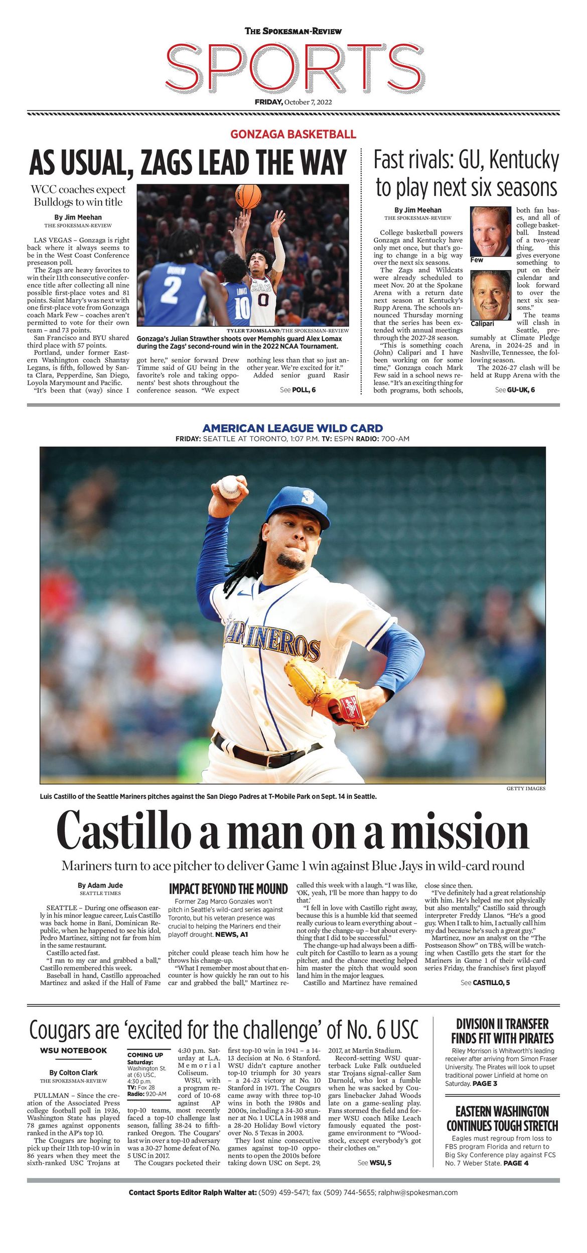 Sports Front Page for Oct. 7, 2022 | The Spokesman-Review