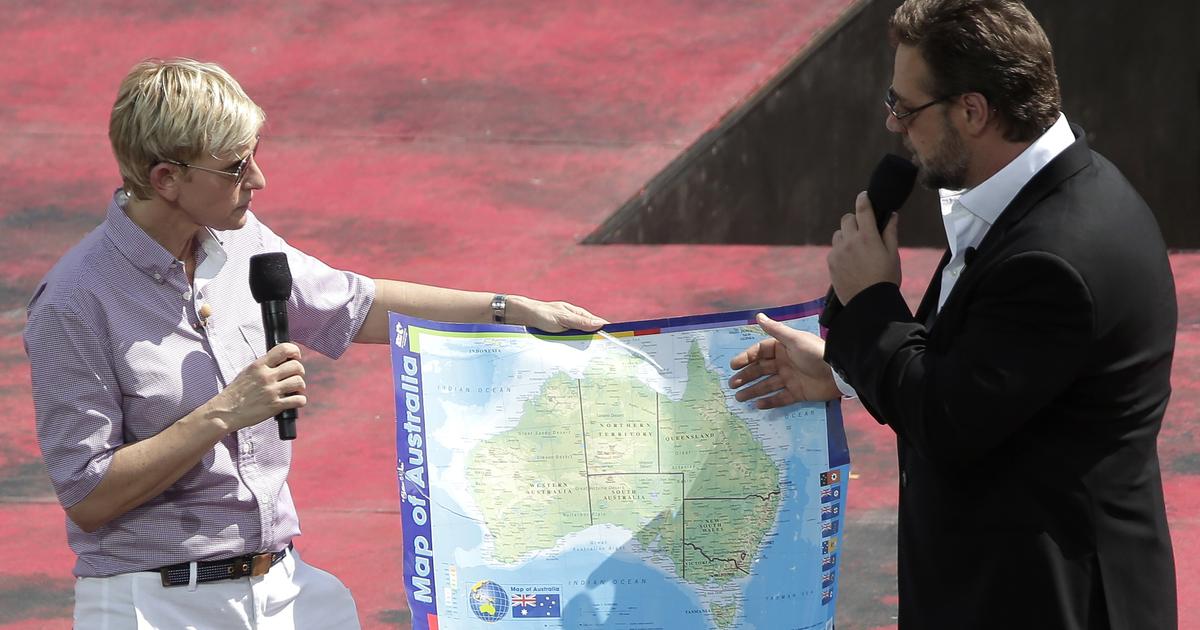 Ellen brings show, wife to Australia