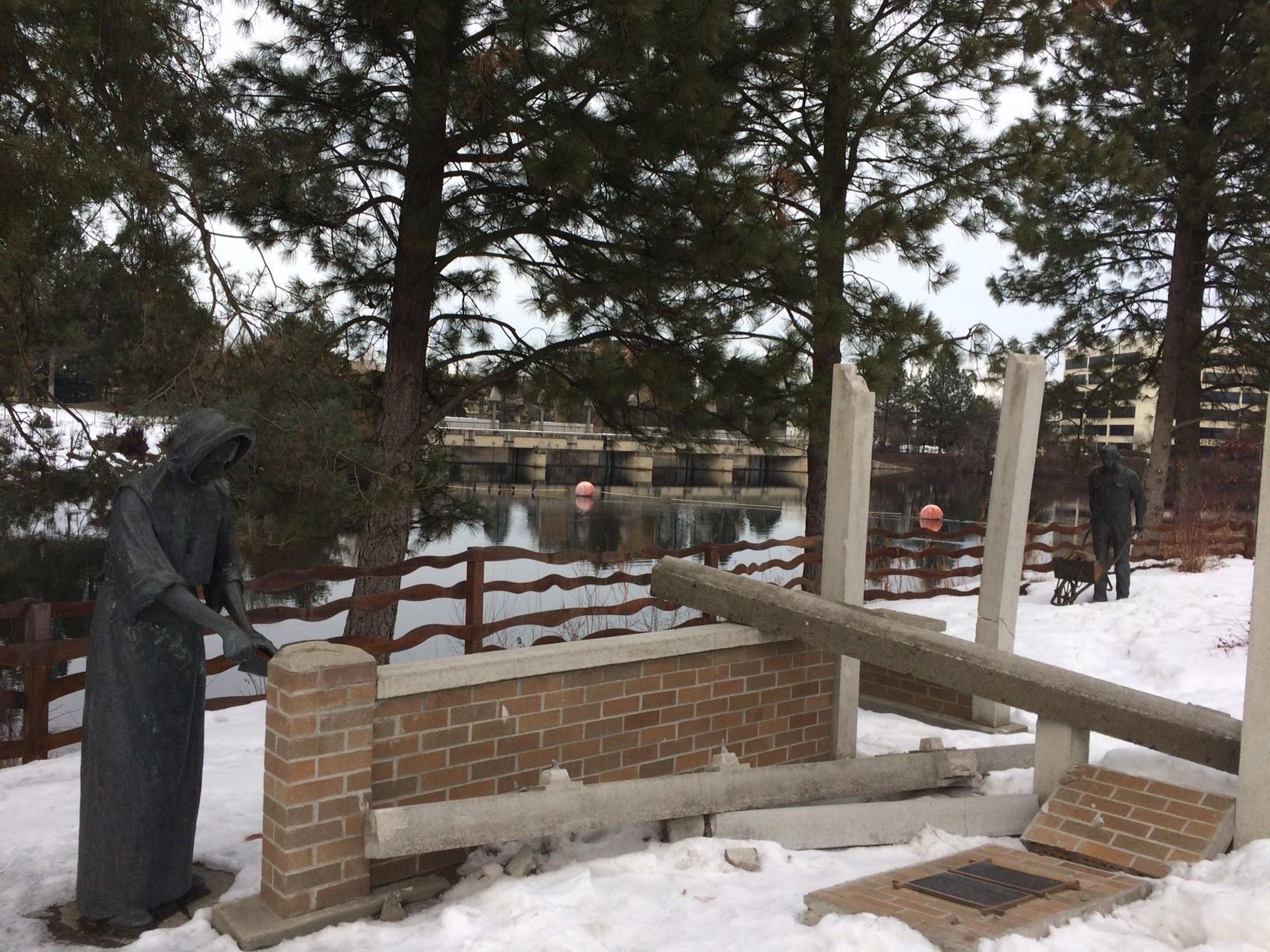 Mother Joseph sculpture in Riverfront Park damaged by snowplow