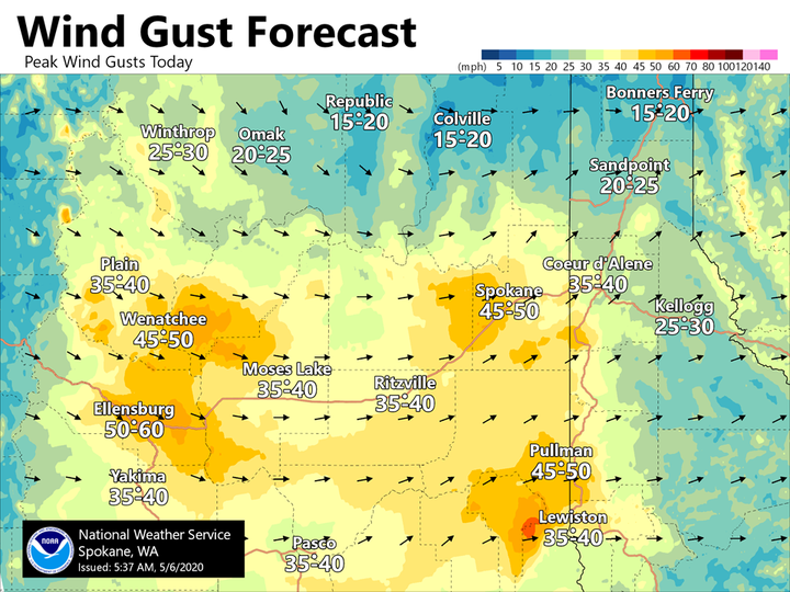 Wind advisory issued for Spokane, with gusts expected to reach 50 mph