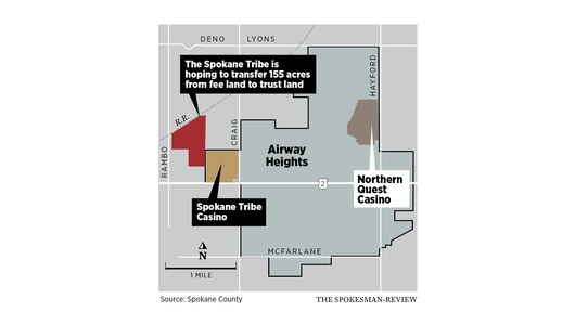 Spokane Tribe looks to convert 155 acres near casino to trust land, a ...