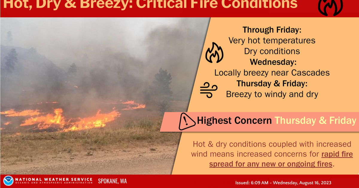 Critical fire conditions forecasted in Eastern Washington Thursday and ...
