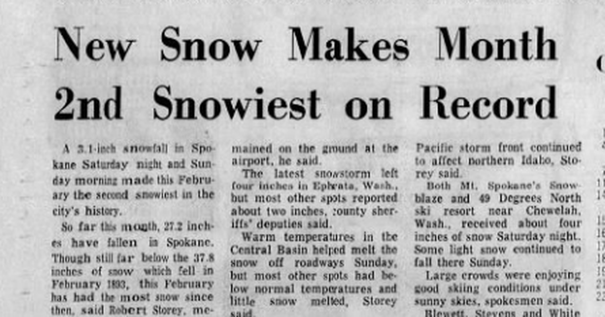 This day in history: Spokane approaches all-time snowfall record for ...