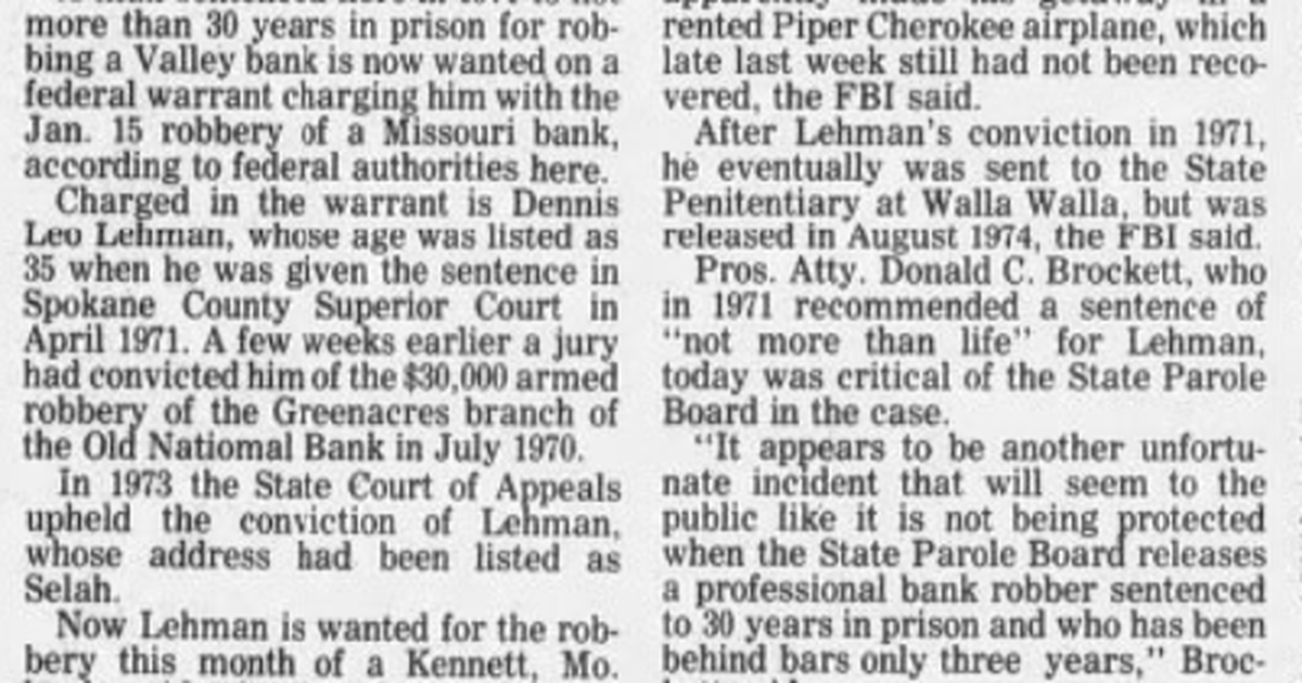 This day in history: A convicted bank robber struck again after a state ...