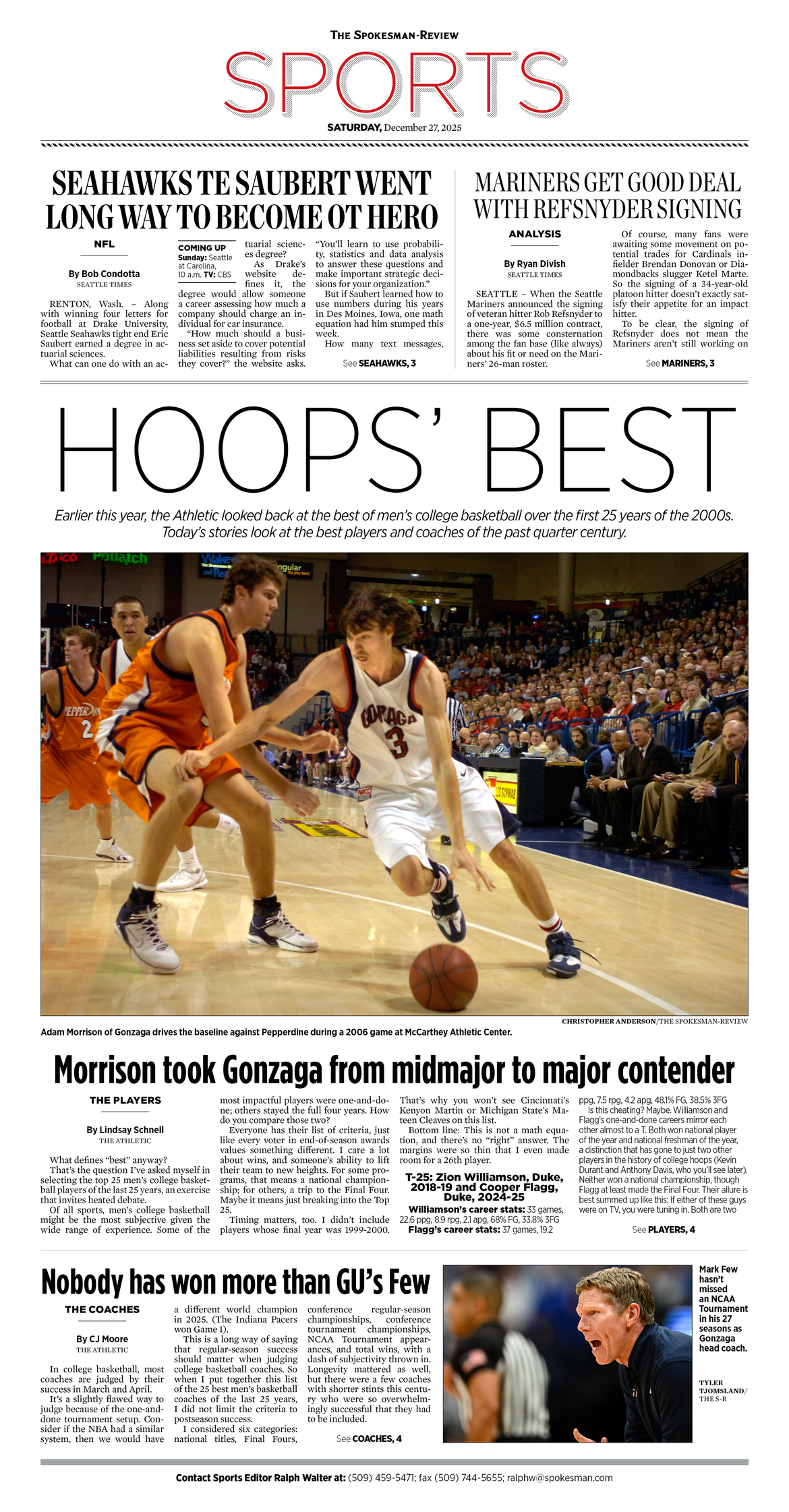 Sports Front Page for Dec. 27, 2025 | The Spokesman-Review