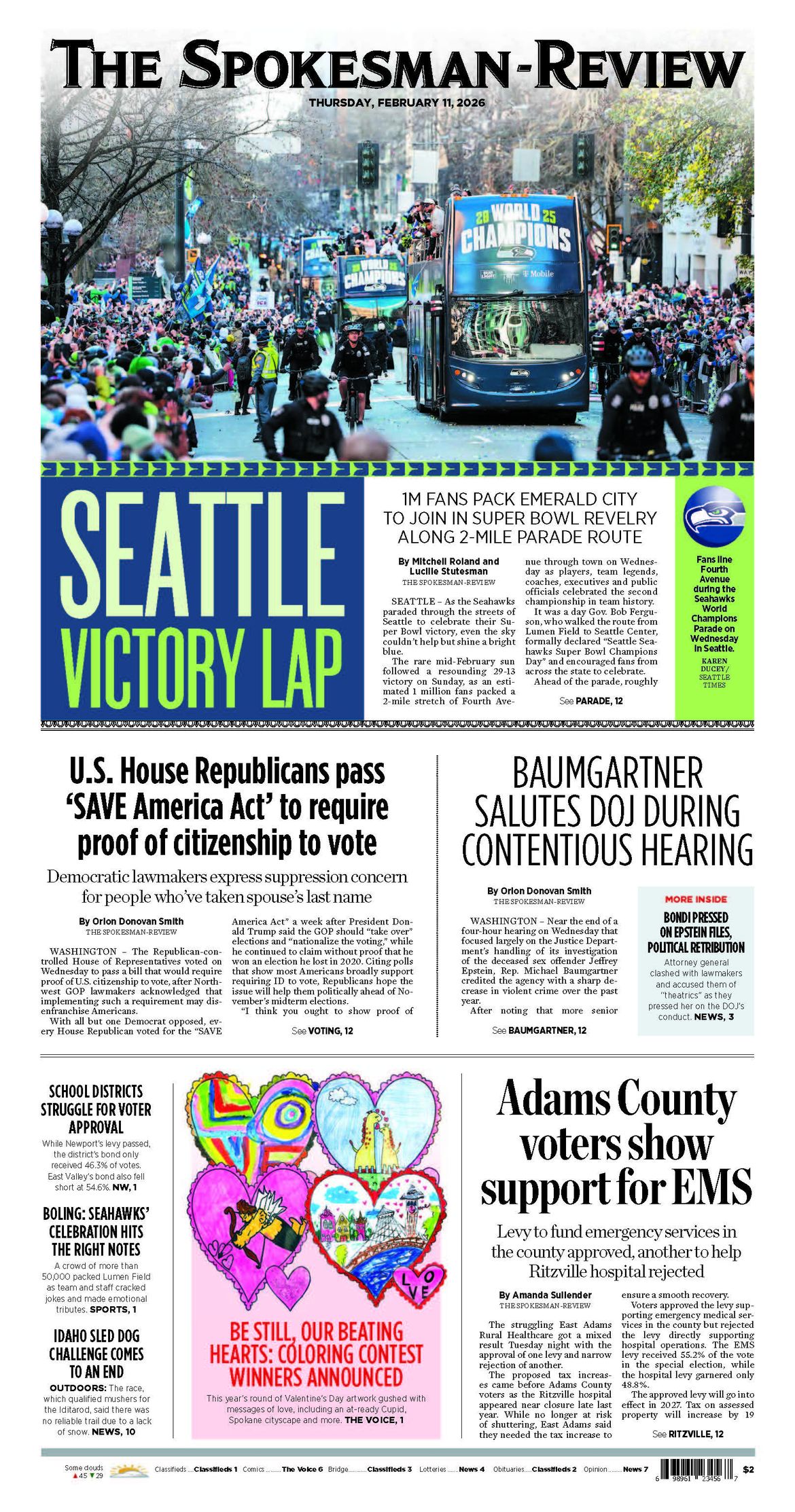 Front Page for Feb. 12, 2026 | The Spokesman-Review