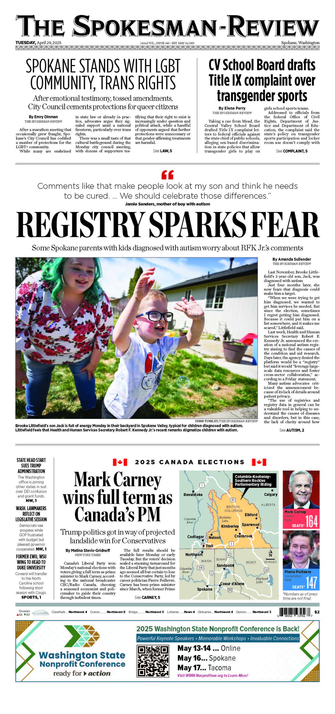 Front Page for April 29, 2025 | The Spokesman-Review