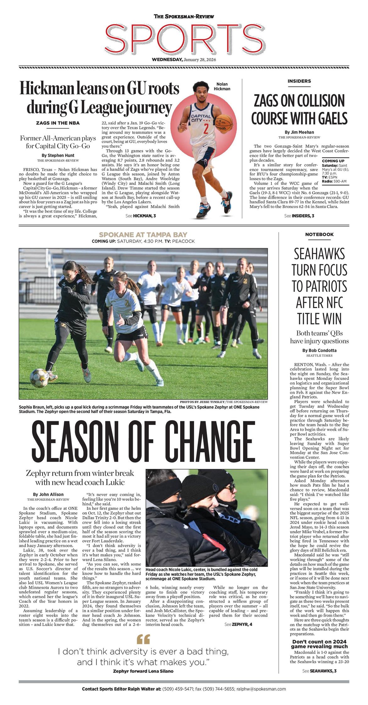 Sports Front Page for Jan. 28, 2026 | The Spokesman-Review
